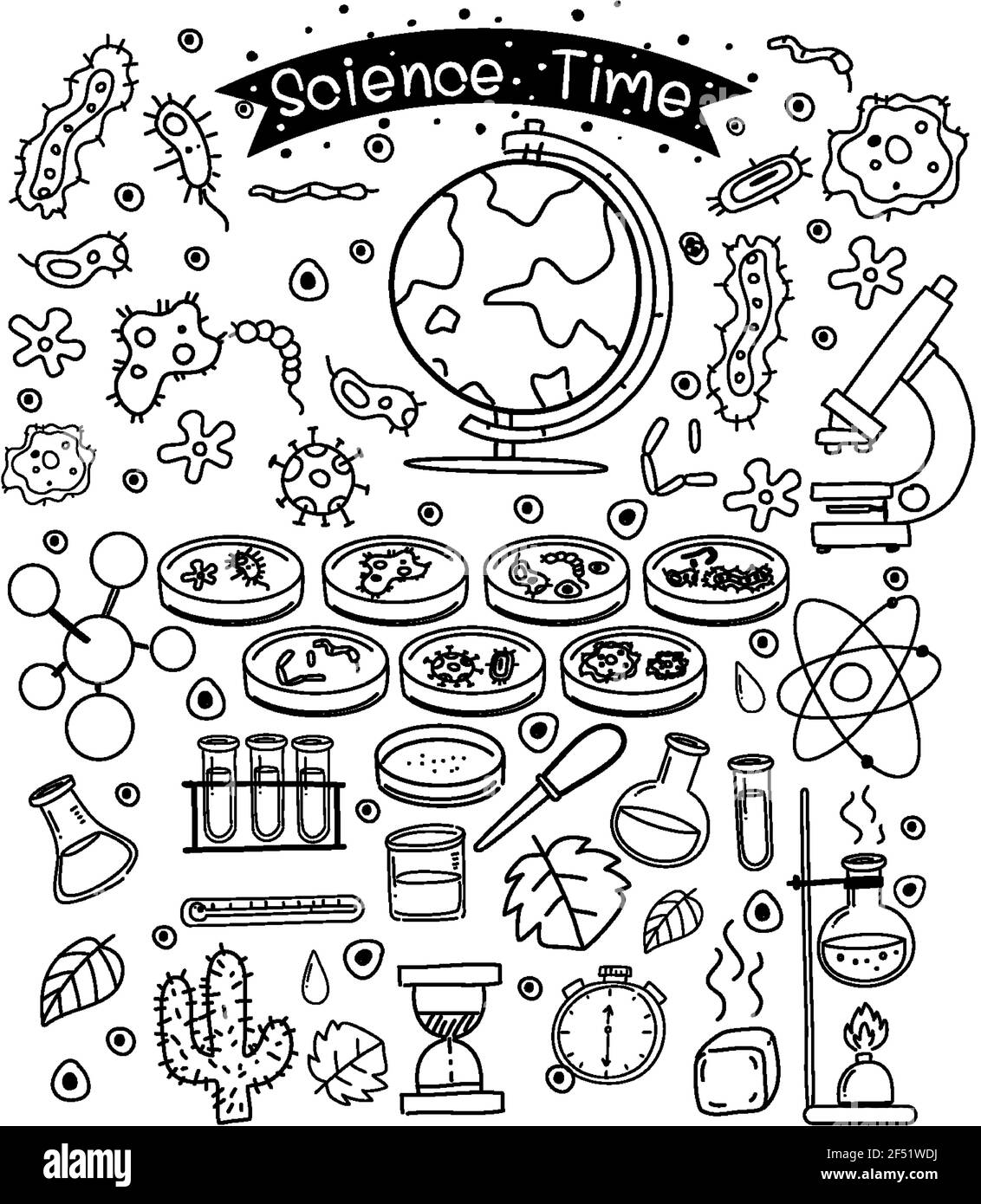 Science element in doodle or sketch style isolated on white background ...