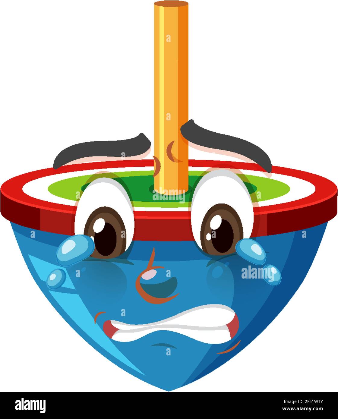 Spinning top cartoon character with facial expression illustration ...