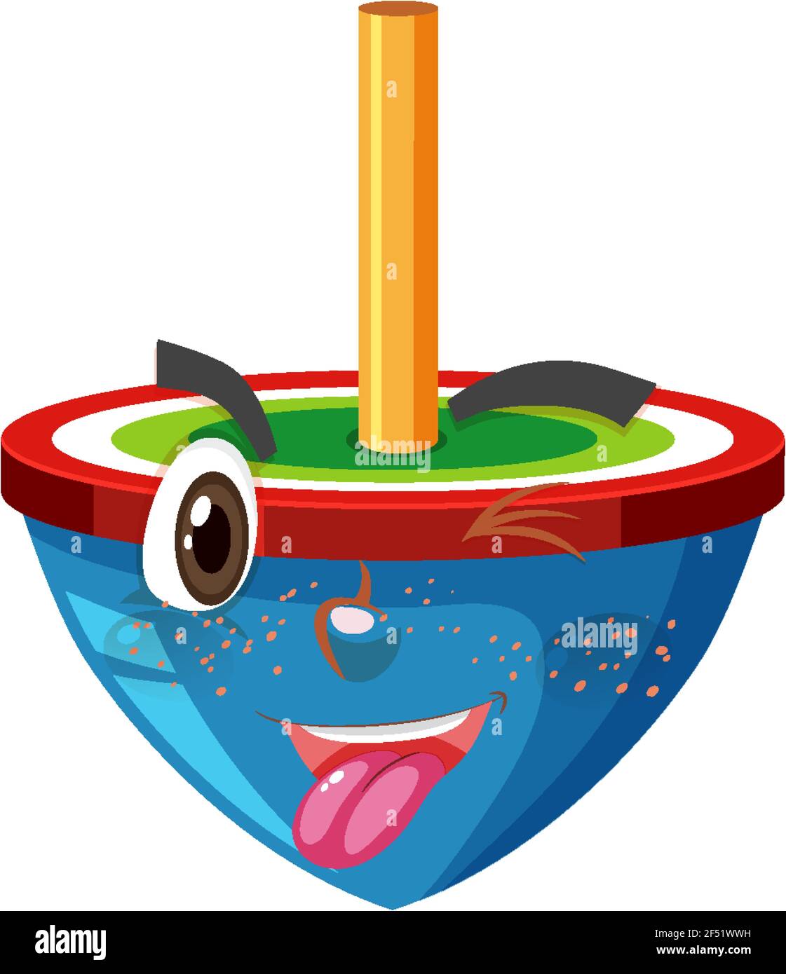 Spinning top cartoon character with facial expression illustration ...