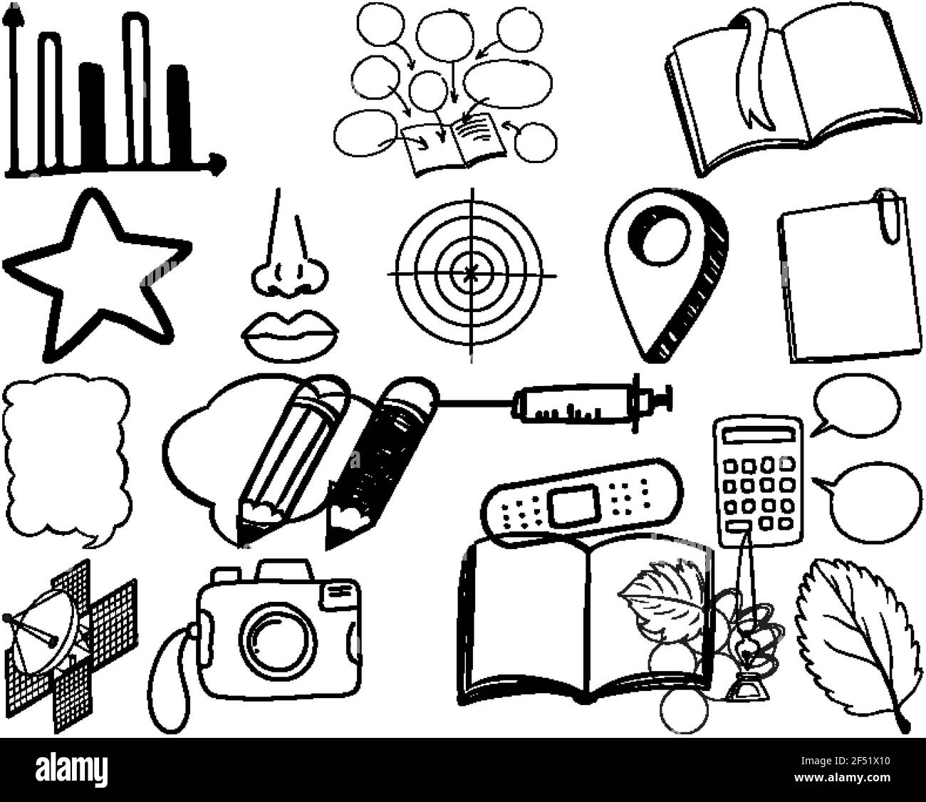 Set of item and symbol hand drawn doodle illustration Stock Vector ...