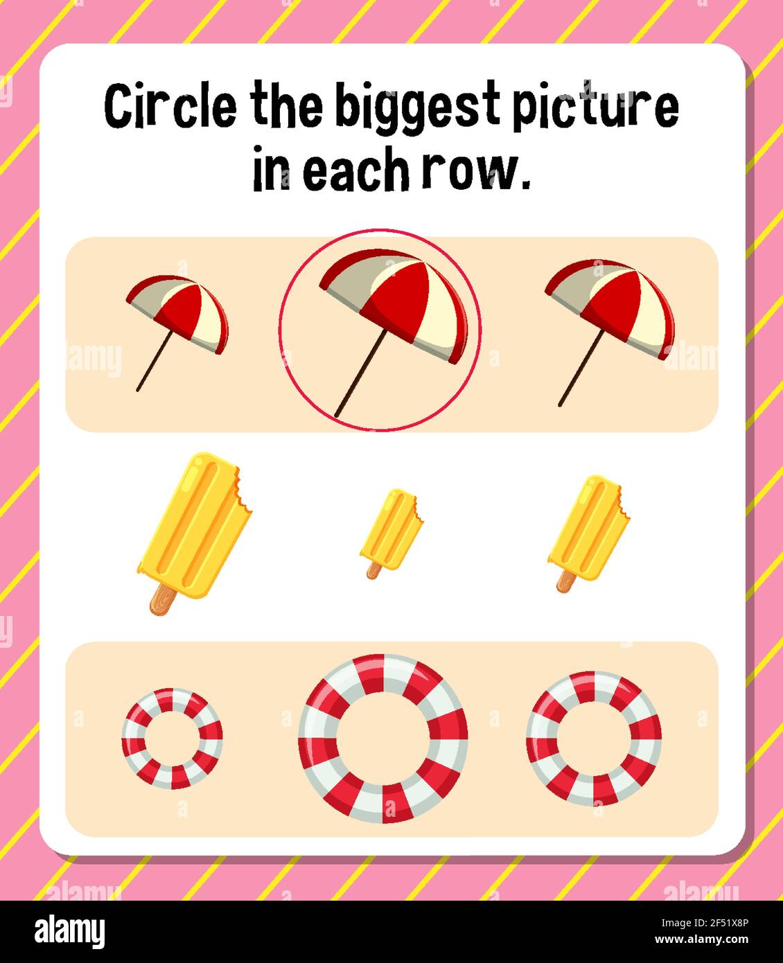 Circle the biggest picture in each row worksheet for children ...