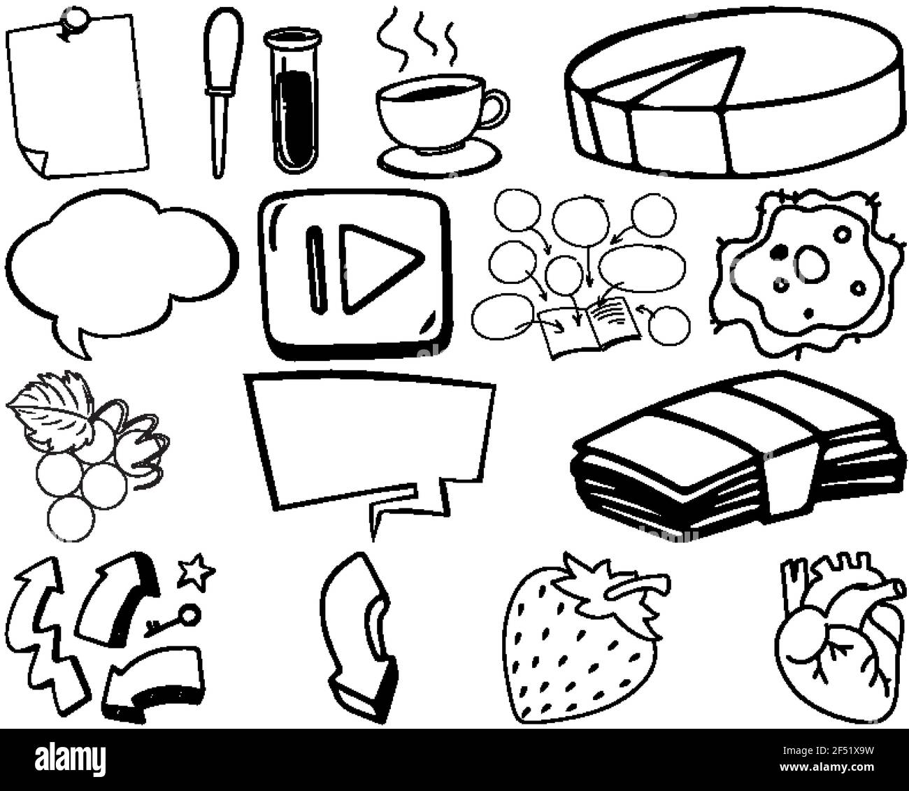 Set of item and symbol hand drawn doodle illustration Stock Vector ...