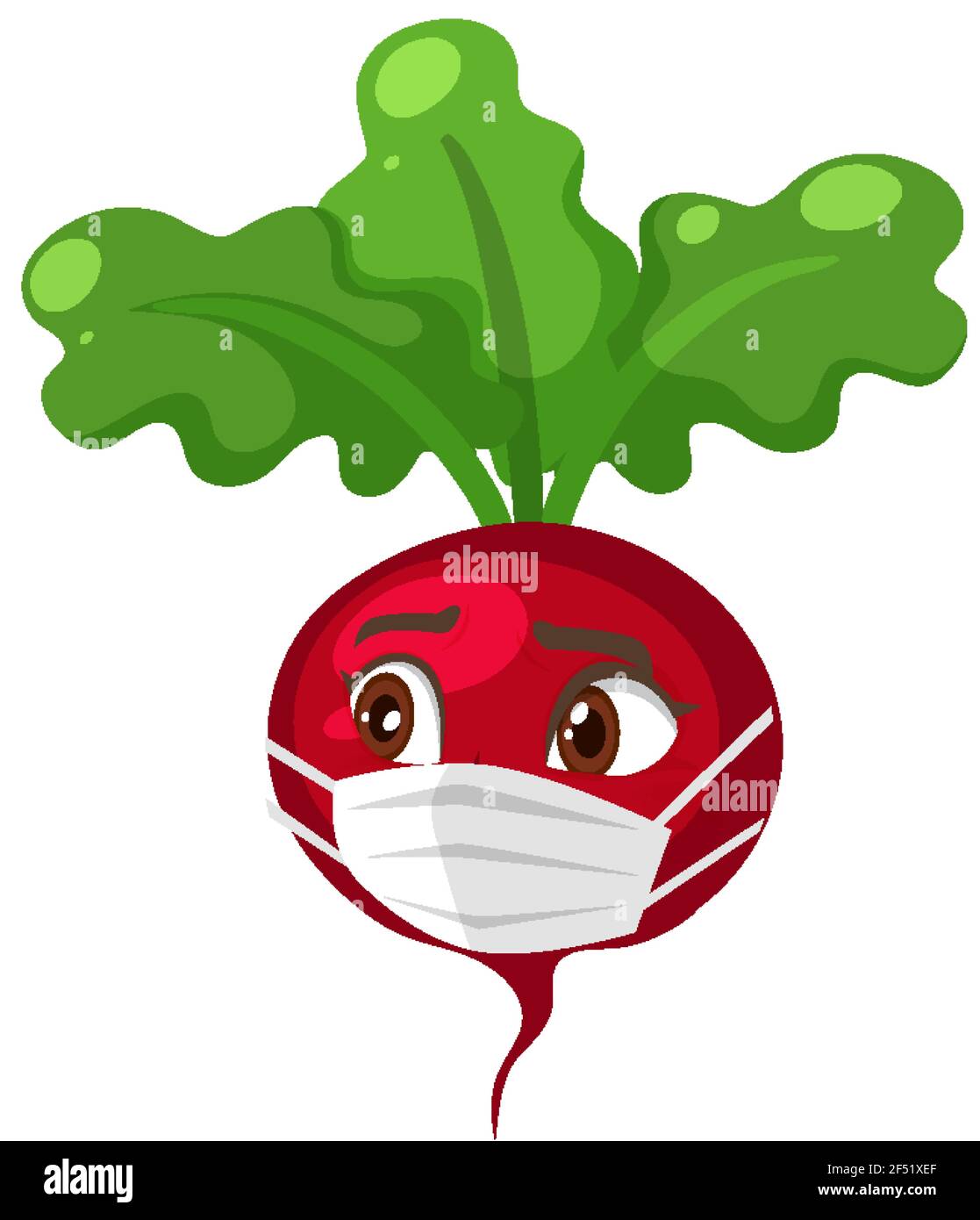Radish cartoon character wearing mask on white background illustration ...