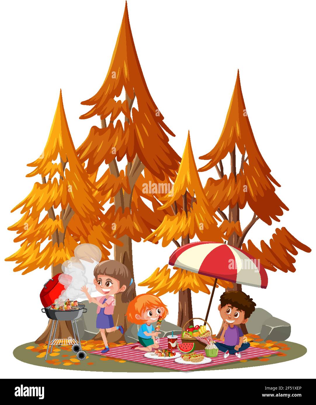 Friends picnic at the park isolated illustration Stock Vector Image ...