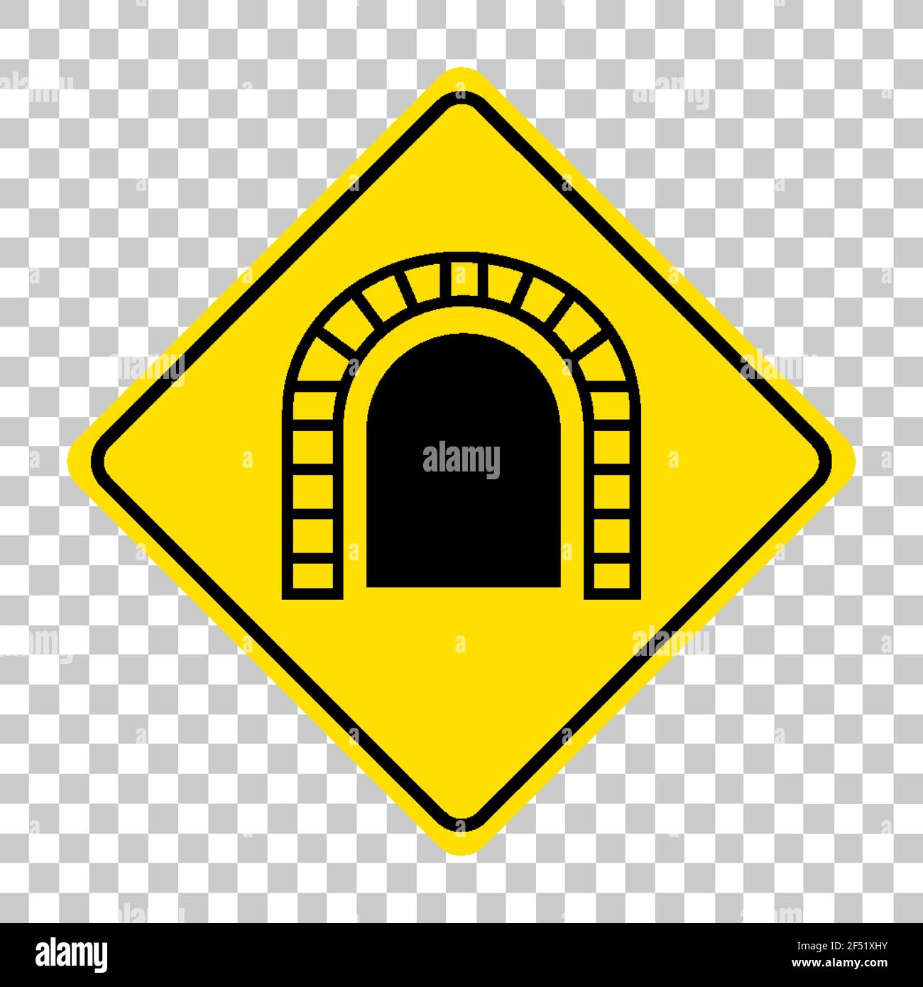 Yellow traffic warning sign on transparent background illustration ...