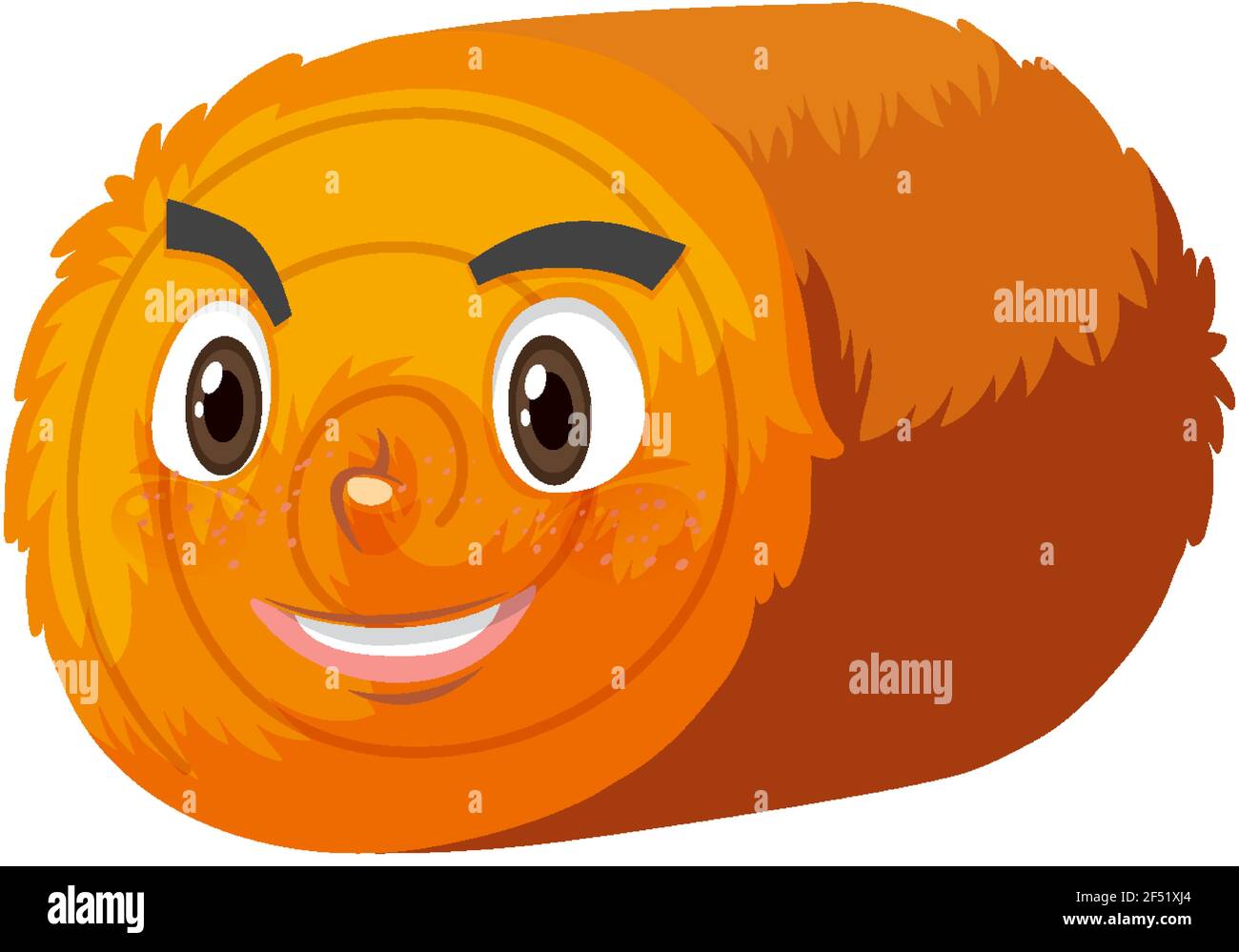 Round hay bale cartoon character with facial expression illustration ...
