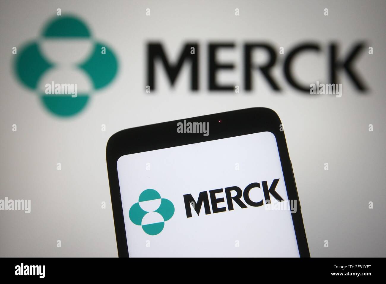 Ukraine. 23rd Mar, 2021. In this photo illustration, Merck & Co. logo ...