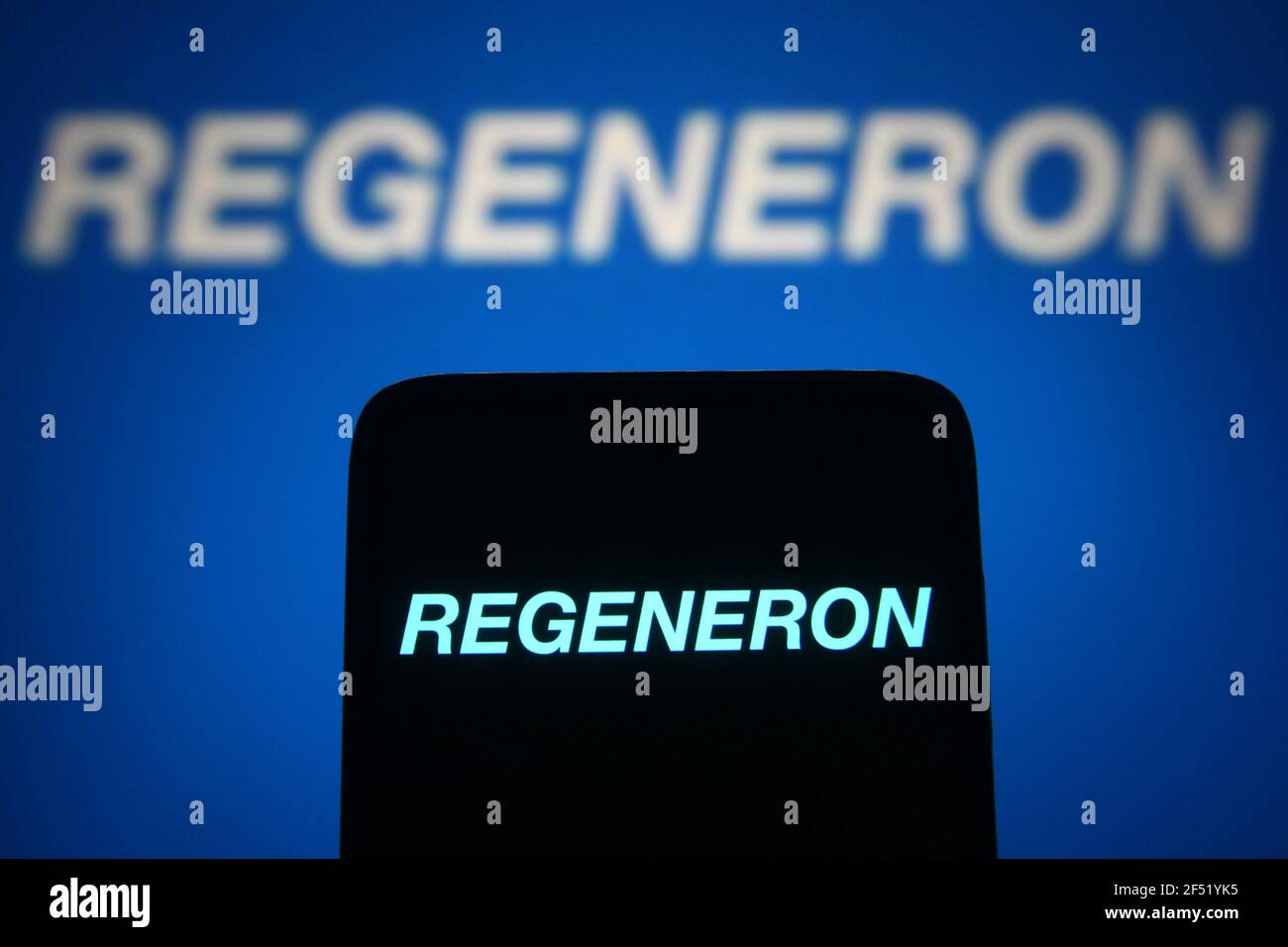 Ukraine. 23rd Mar, 2021. In this photo illustration, Regeneron logo of ...