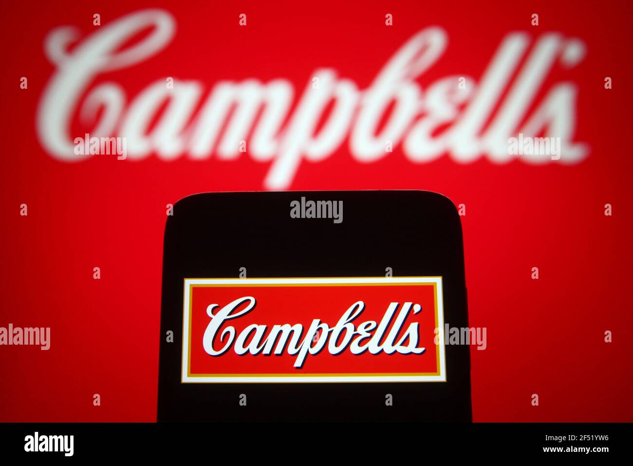 In this photo illustration, Campbell's, of Campbell Soup Company logo ...