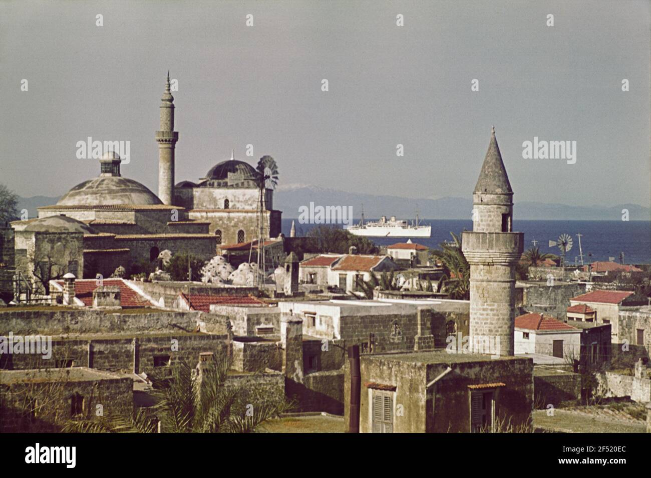 Bursa, district view with mosque and minarets, in the background the ...