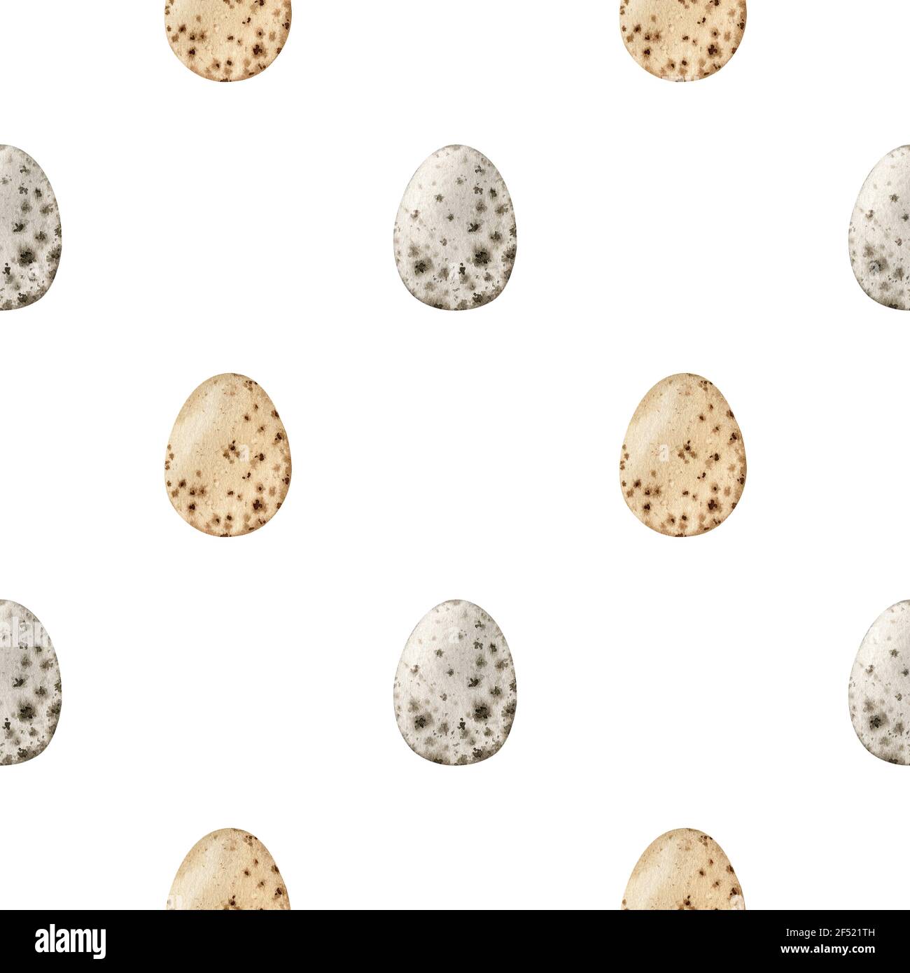 Watercolor seamless pattern with quail eggs. Easter background. Hand ...