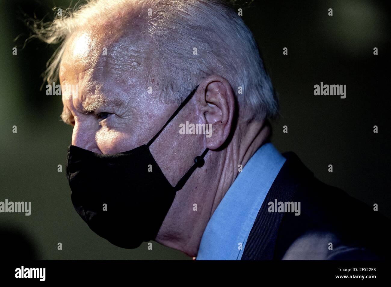 United States President Joe Biden speaks to reporters on the South Lawn ...