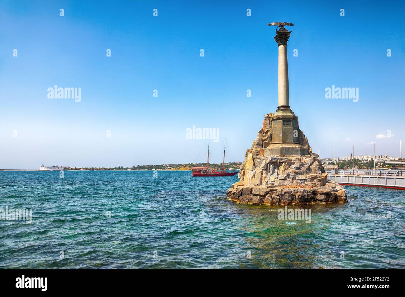 Iconic monument to the sunken ships in Sevastopol Bay. Crimea Stock ...