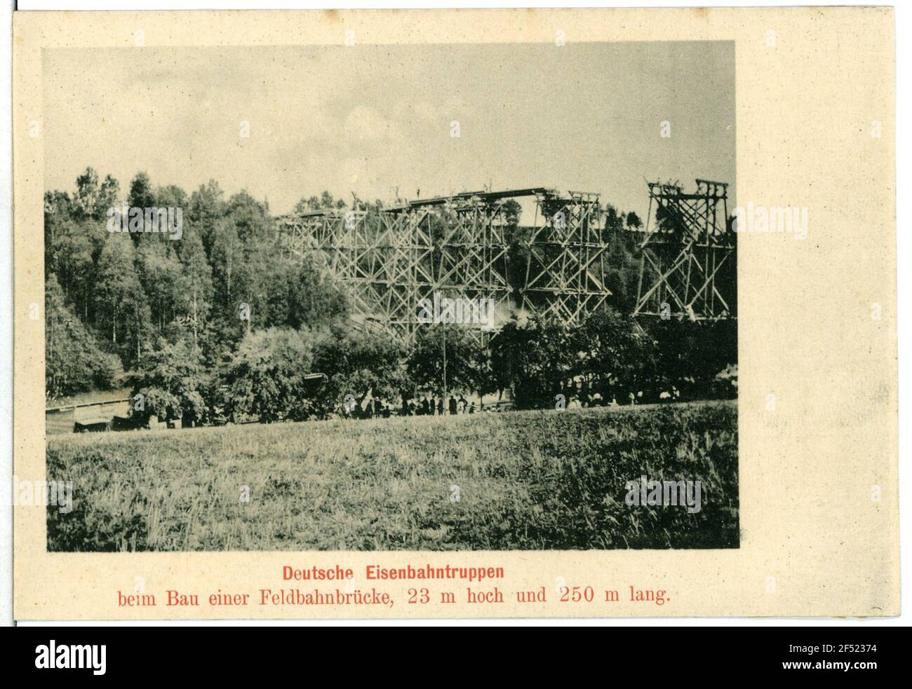 German railway troops - construction of a field railway bridge German ...