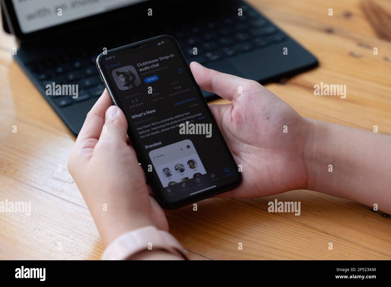 CHIANG MAI,THAILAND - MAR 21, 2021 : Clubhouse application view on the ...