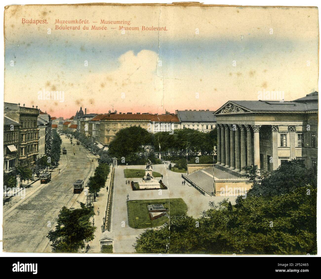 Museum ring with tram Budapest. Museum ring with national museum (1847 ...