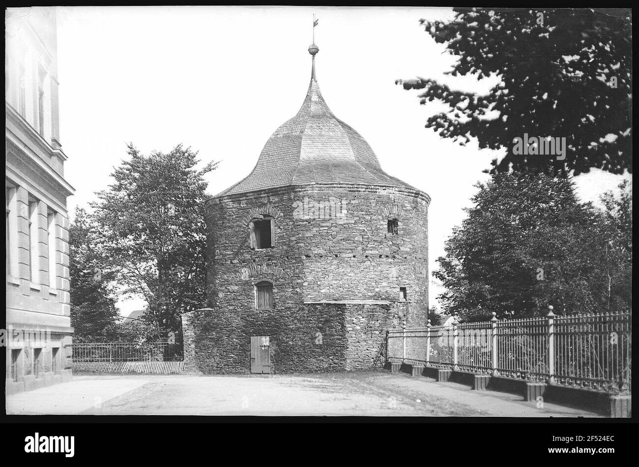 Old red building tower Black and White Stock Photos & Images - Alamy