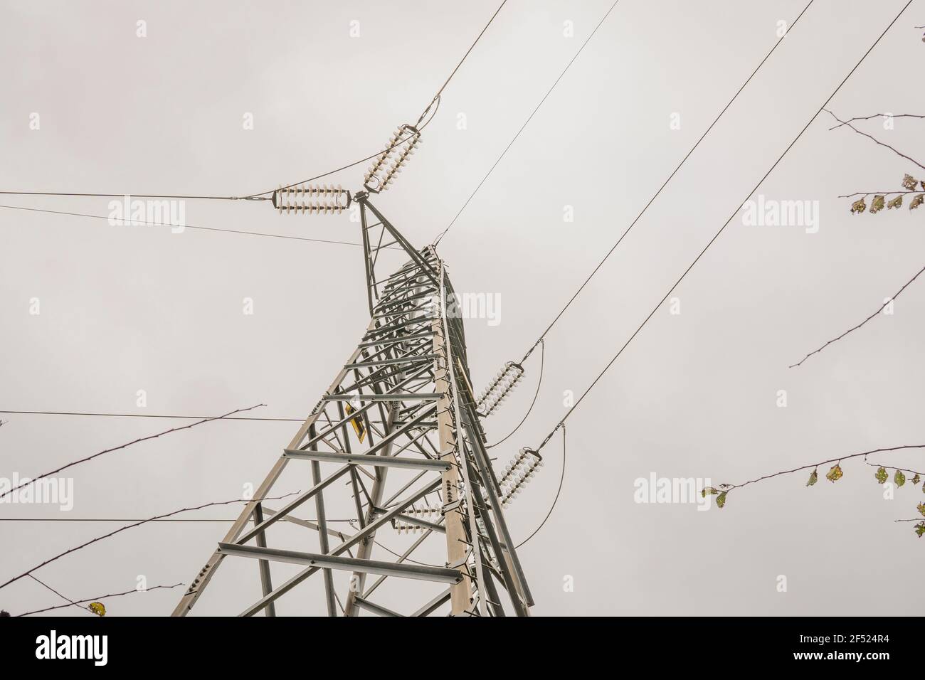 High voltage power lines, power station exchange station Stock Photo ...