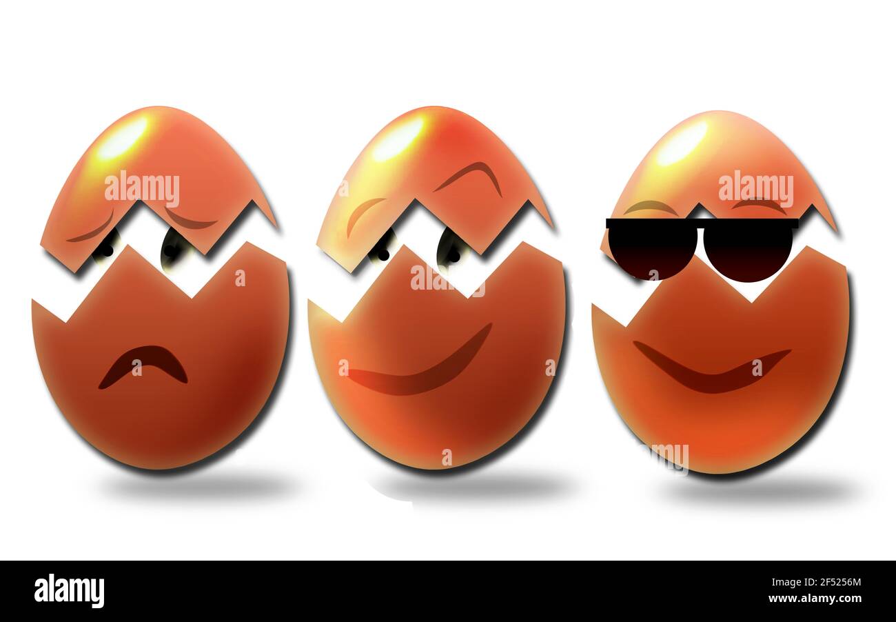 Funny eggs isolated on white background Stock Photo - Alamy