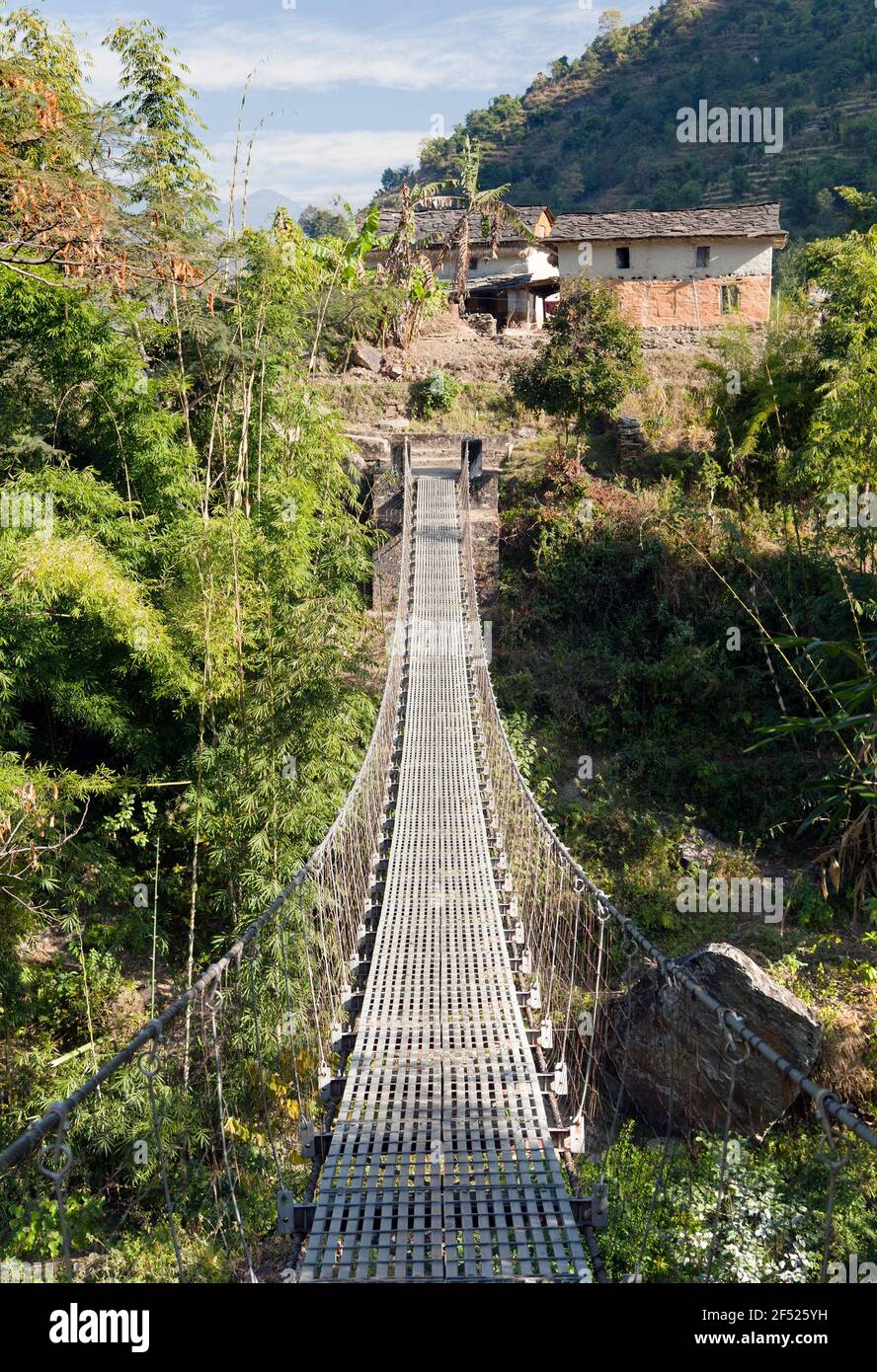 rope hanging suspension bridge in Nepal Stock Photo - Alamy