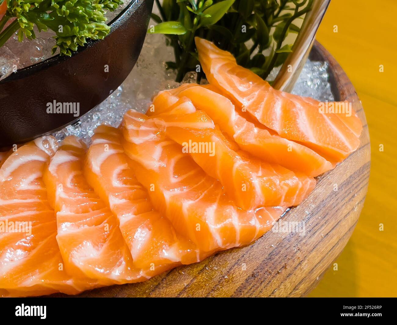 fresh salmon sashimi slice, japanese food Stock Photo - Alamy