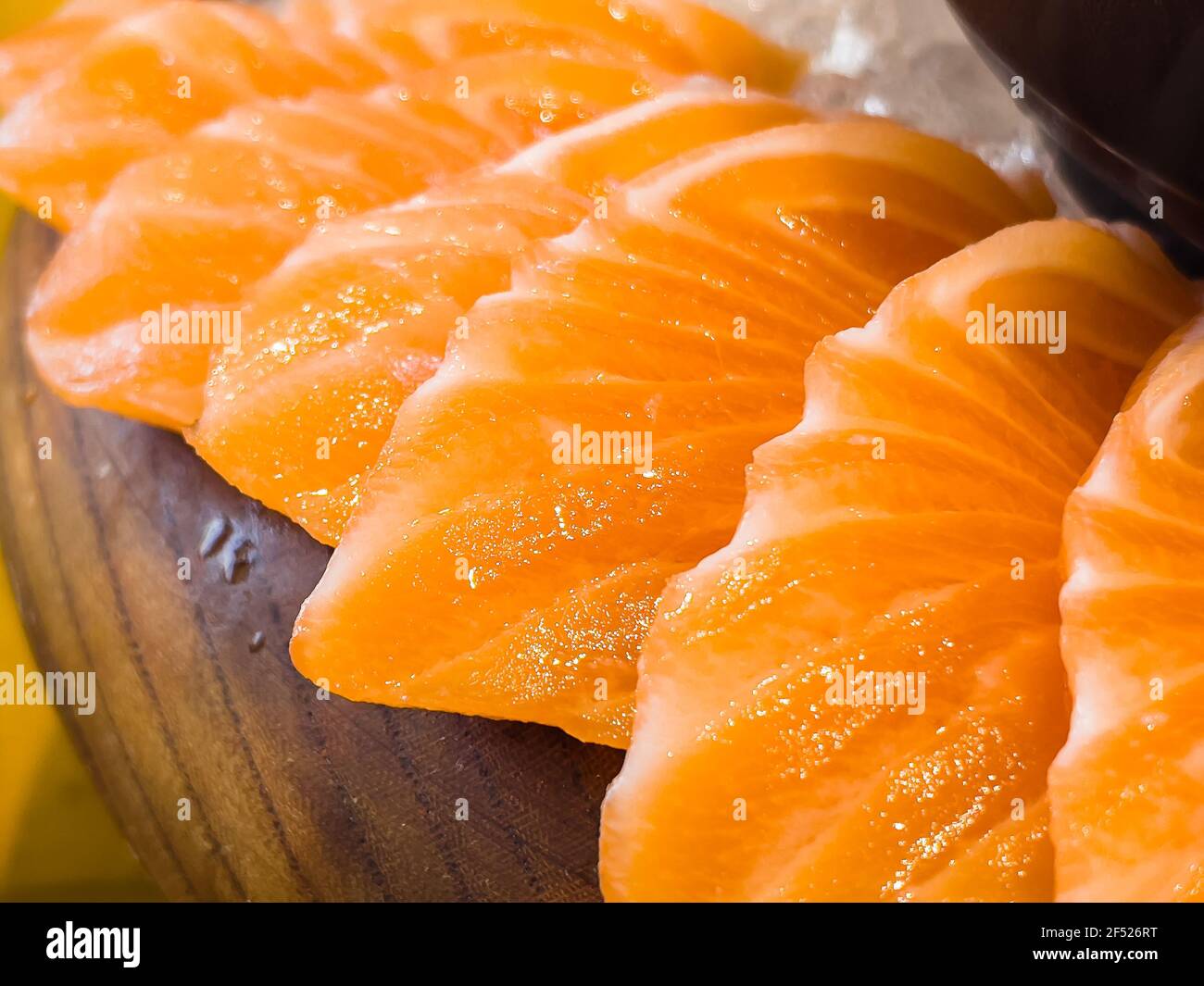 fresh salmon sashimi slice, japanese food Stock Photo - Alamy