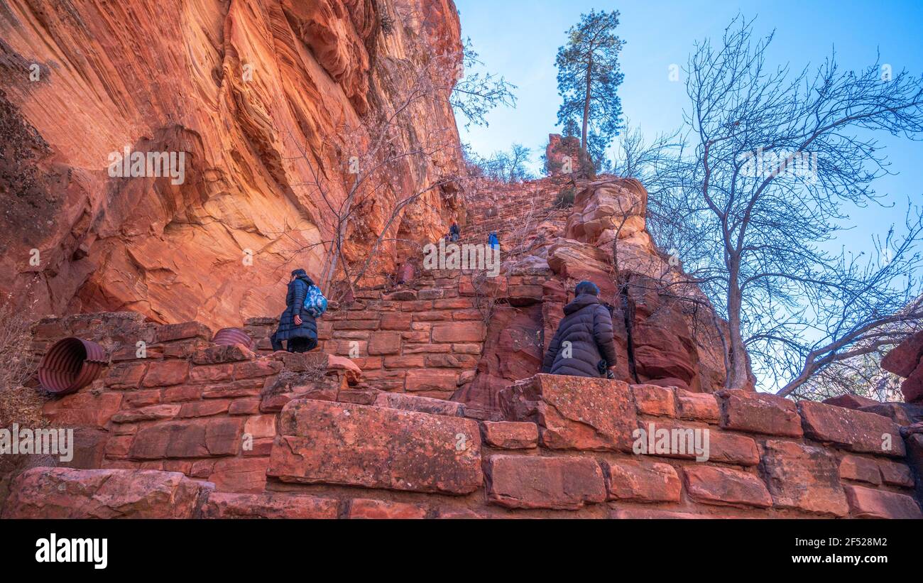 Switchback section on the Angels Landing hike in Zion National Park ...