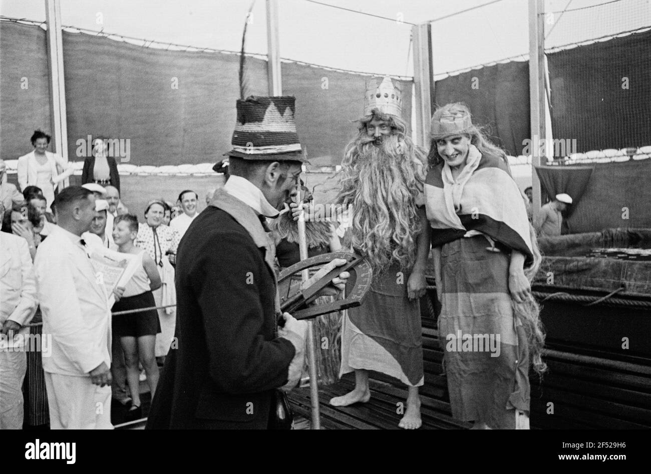 Bordleben Cap Arcona. H.S.D.G. Equator baptism on the passenger ship ...