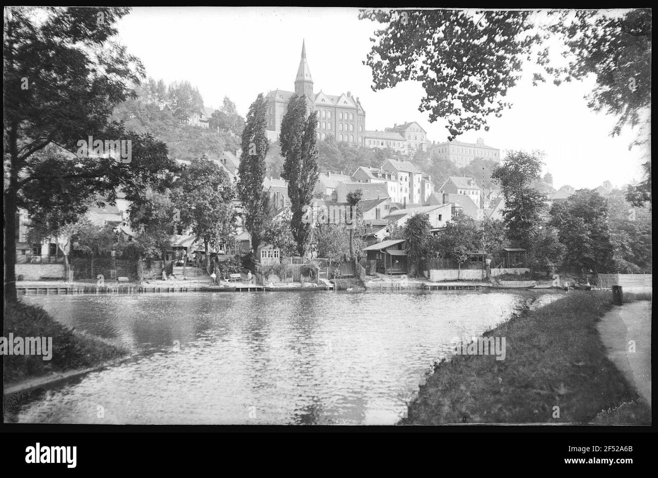 Weissenfels. Castle and mountain school with Saale Stock Photo - Alamy