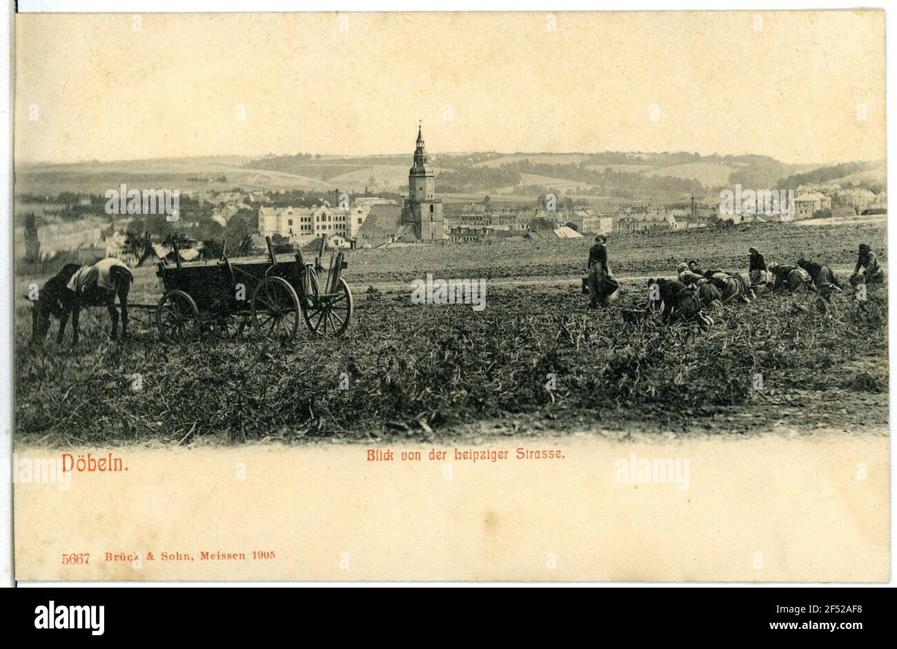 View from the Leipziger street with horse cars and people Dubbing. Bl ...