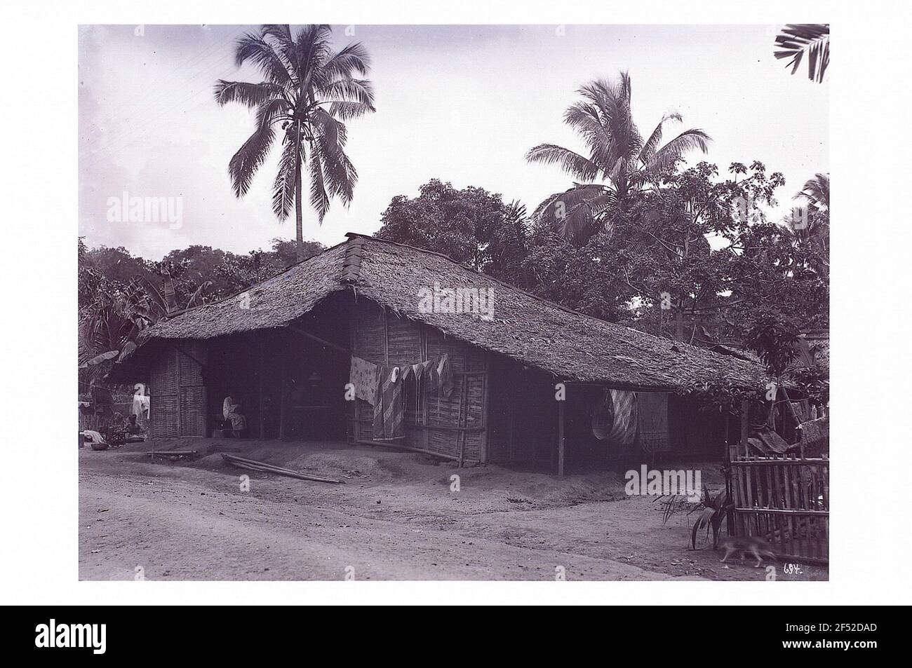 Java (Indonesia). National hut. Inside side with clothesline and ...