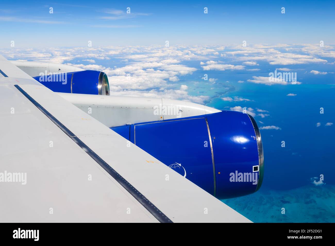Cubana Airlines Ilyushin 96 airplane wing in flight with Aviadvigatel ...