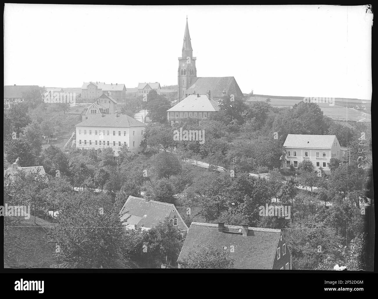 Mohorn. Church and school Stock Photo - Alamy