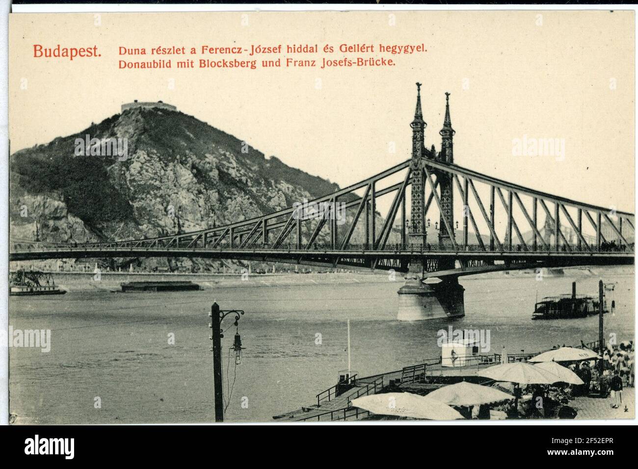 Danube with Blocksberg and Josefs Bridge Budapest. Danube picture with ...