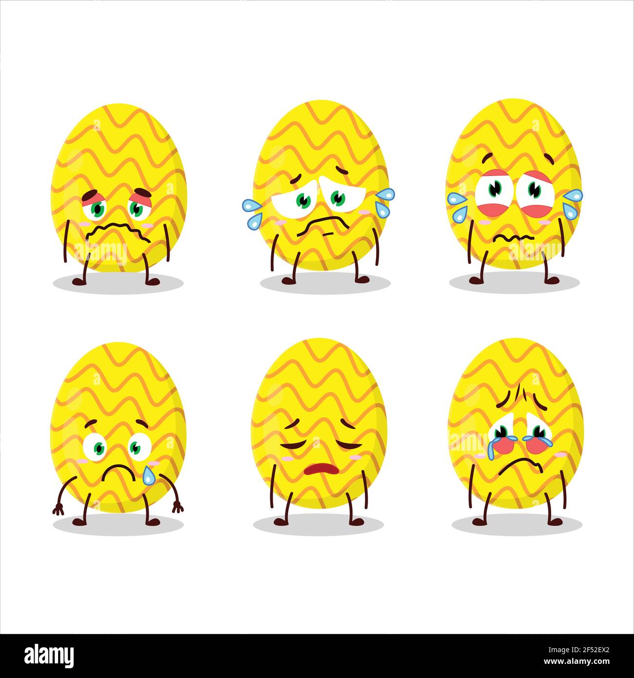 Yellow easter egg cartoon character with sad expression. Vector ...