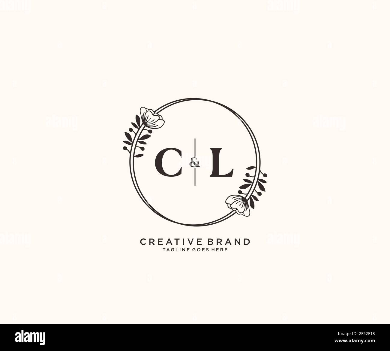 CL letters hand drawn feminine and floral botanical logo suitable for ...