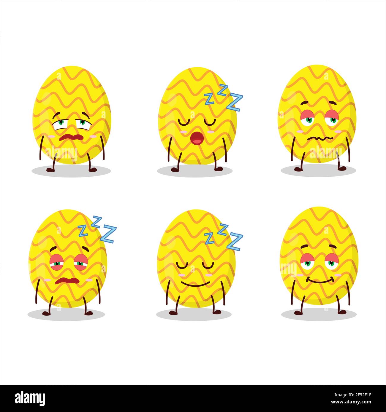 Cartoon character of yellow easter egg with sleepy expression. Vector ...