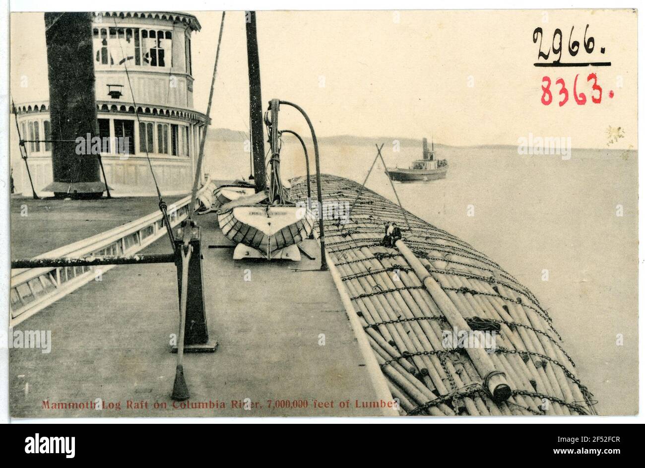 Mammoth Log Raft on Columbia River Oregon. Mammoth Log Raft on Columbia ...