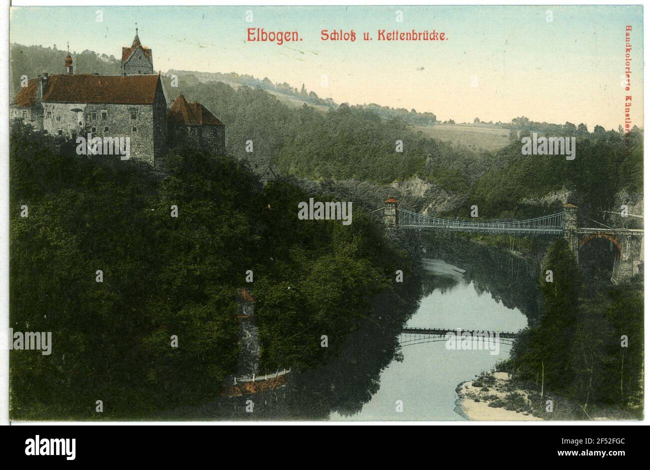 Castle and chain bridge Elbogen. Castle and chain bridge Stock Photo ...