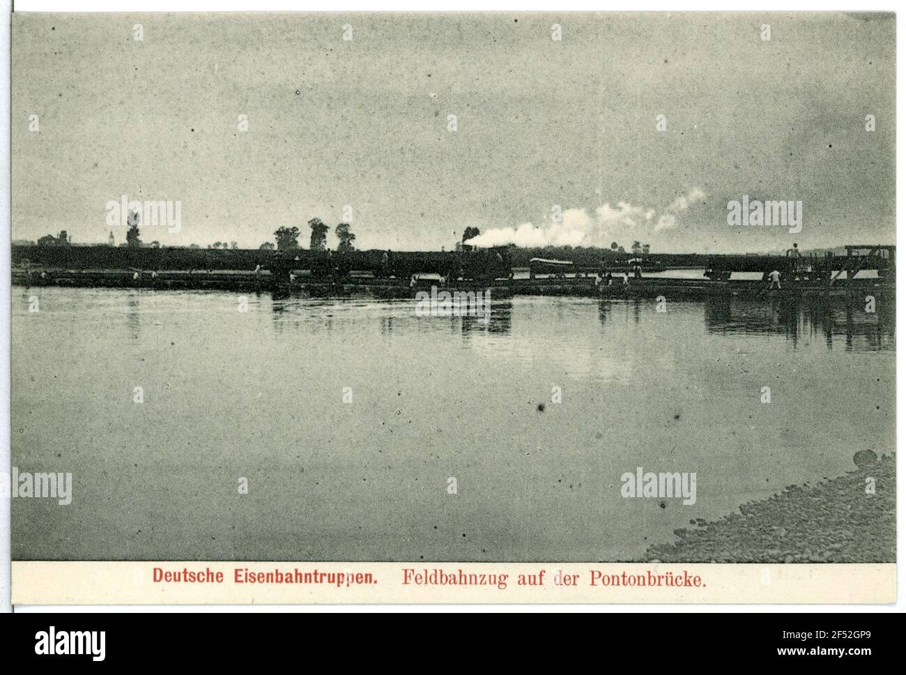 German railway troops Firmbahnzug at the Pontoon Bridge German railway ...