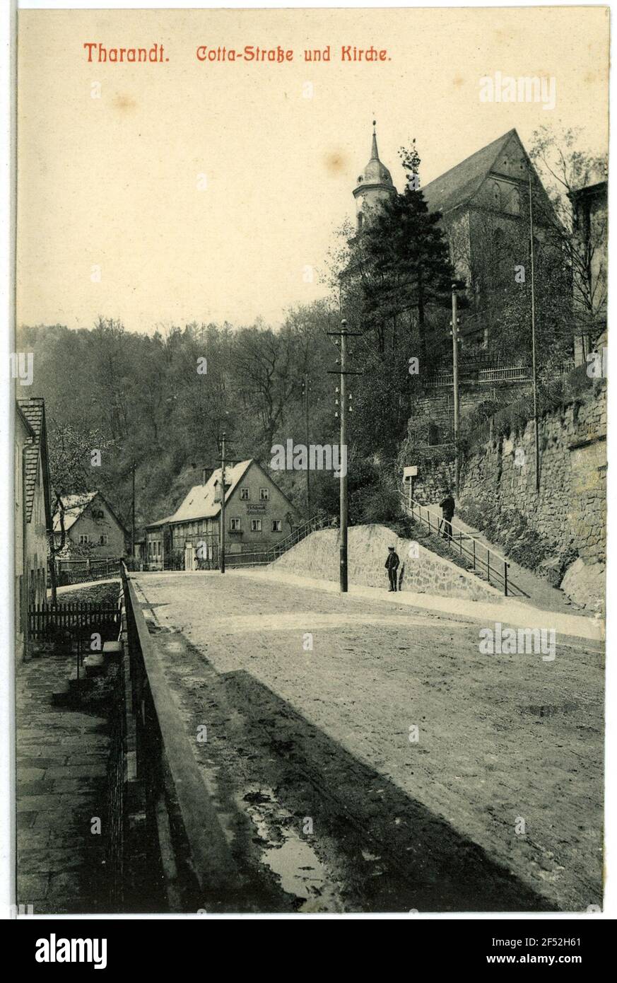 Cotta street with church Tharandt. Cotta street with church Stock Photo ...