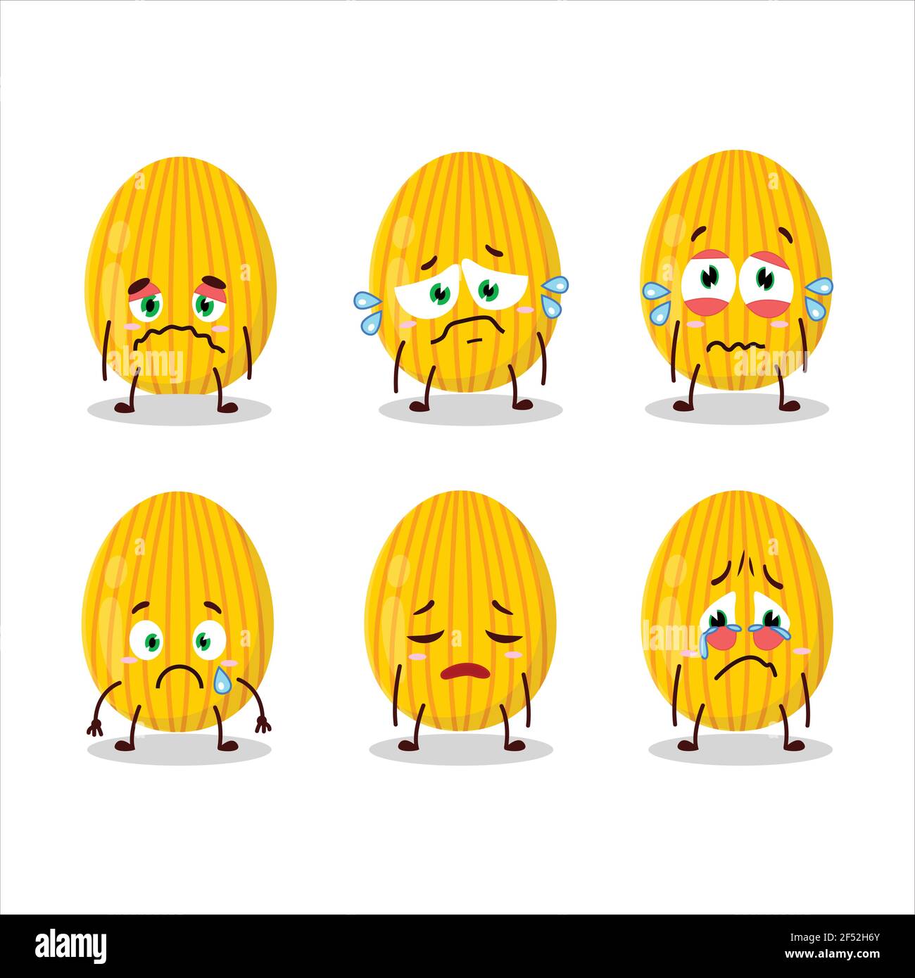Amber easter egg cartoon character with sad expression. Vector ...