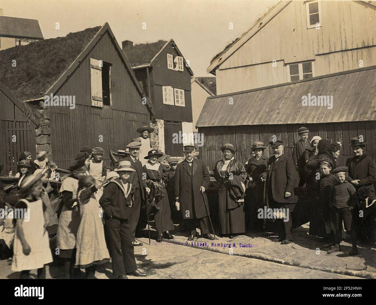 Thorshaven / Faroe Islands (Denmark). Group image with tourists and ...