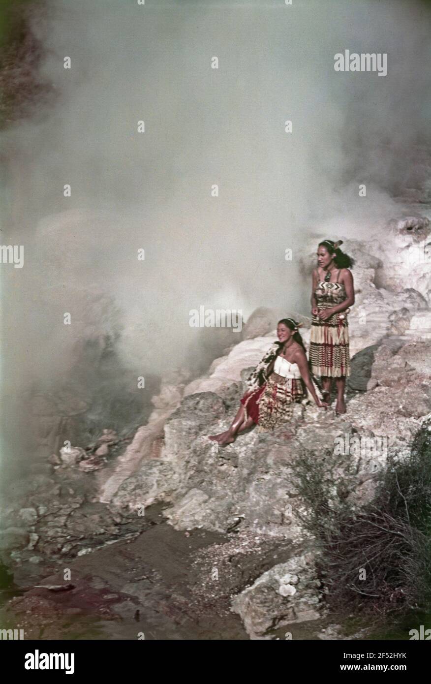 New Zealand, Maori at a waterfall Stock Photo - Alamy