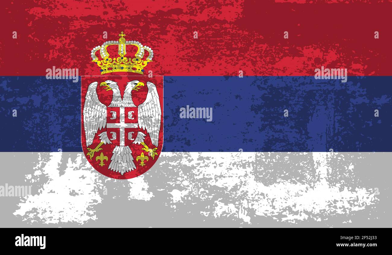 Serbia flag with waving grunge texture. Vector background Stock Vector ...