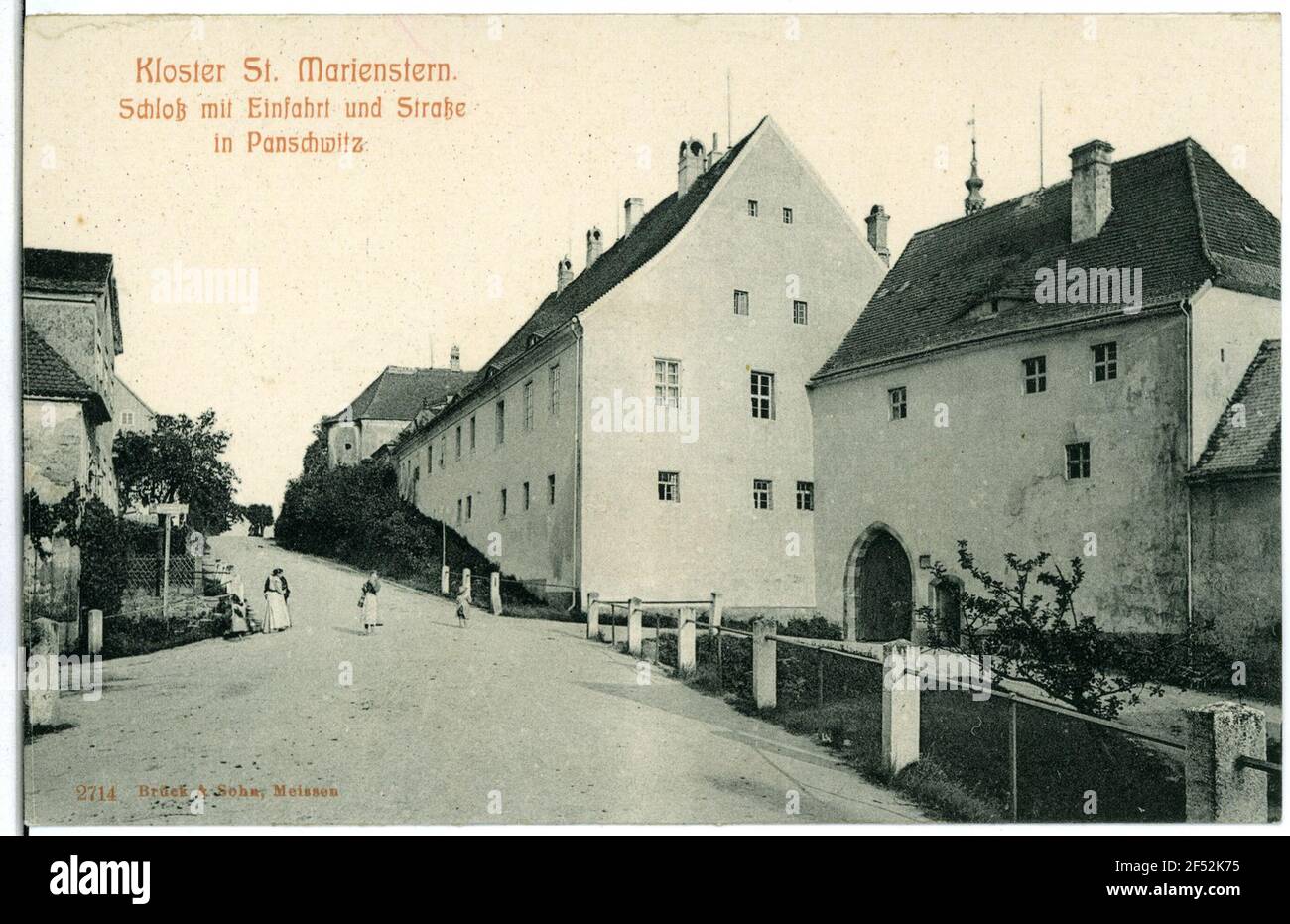 Monastery St. Marailers Castle with entrance and road Panschwitz ...