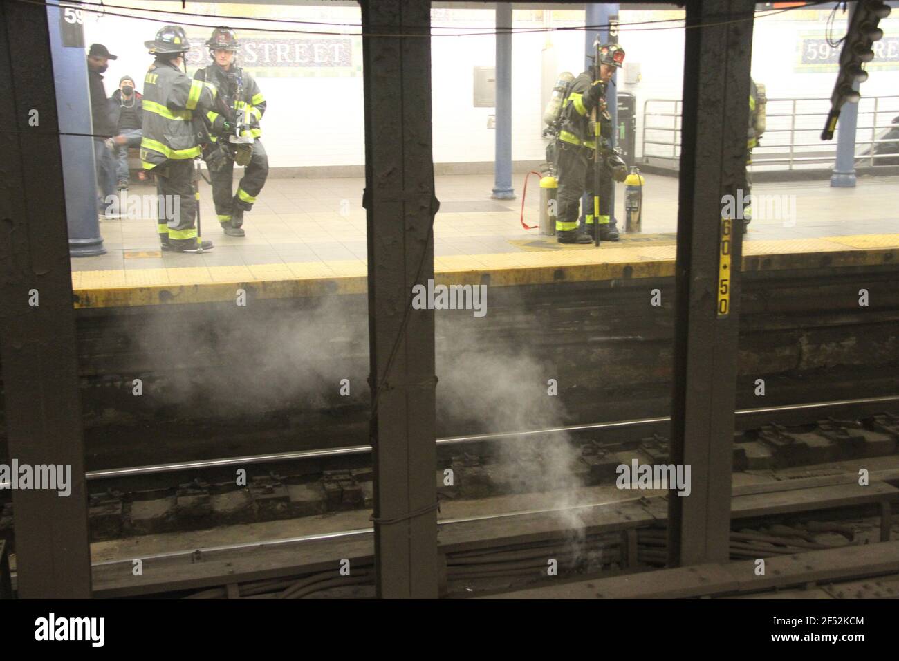 New York, USA. 23rd Mar, 2021. (NEW) Fire on metro railway in Manhattan ...