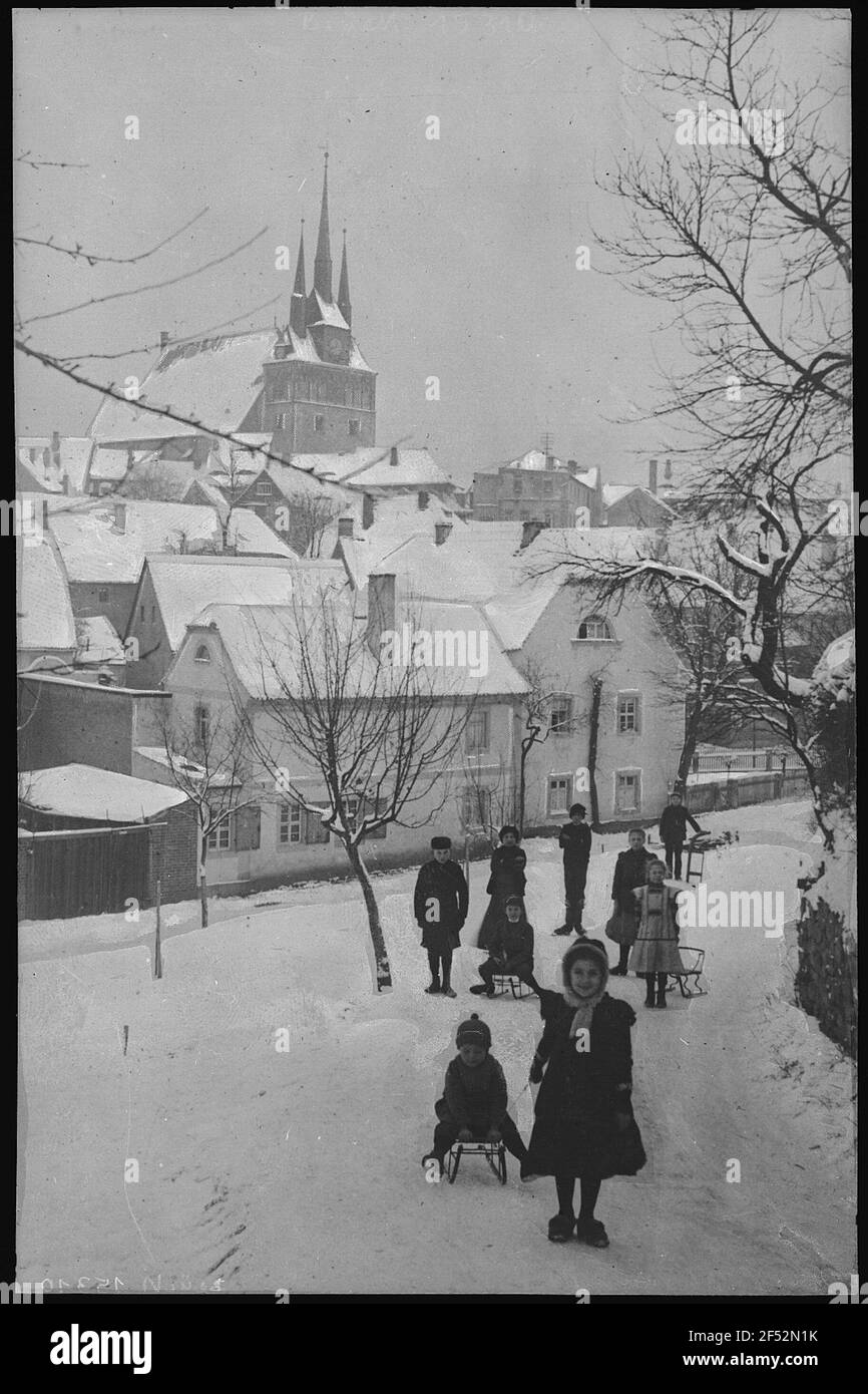 View town in winter Black and White Stock Photos & Images - Alamy