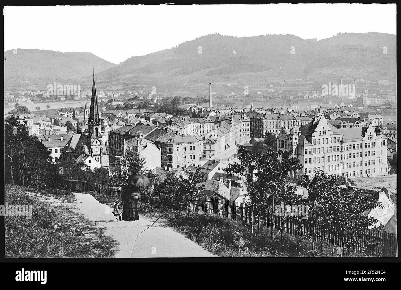Bodenbach. View of Bodenbach with city church and citizen school Stock ...
