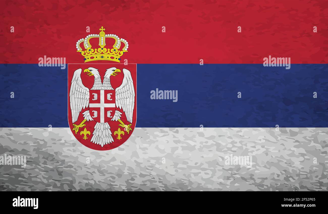 Serbia flag with waving grunge texture. Vector background Stock Vector ...